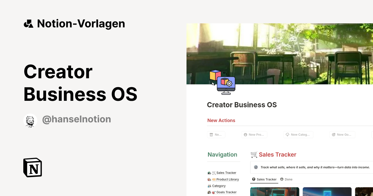 Creator Business OS Vorlage von Hansel Systems | Notion-Marketplace