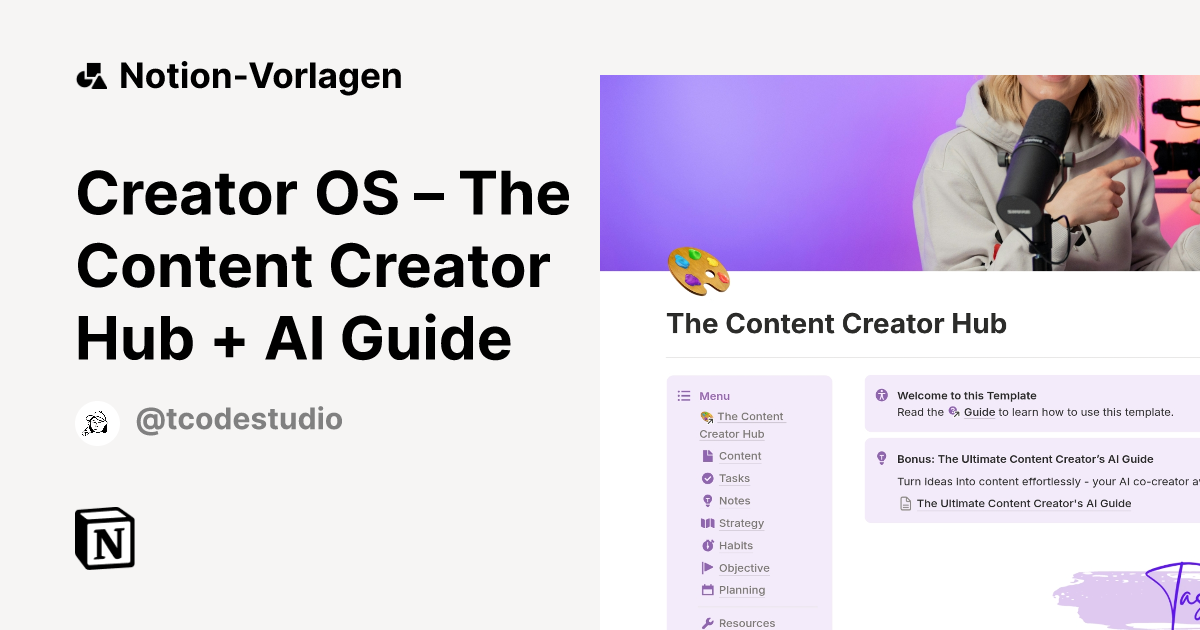 Creator OS – The Content Creator Hub + AI Guide Vorlage von tcodestudio ...