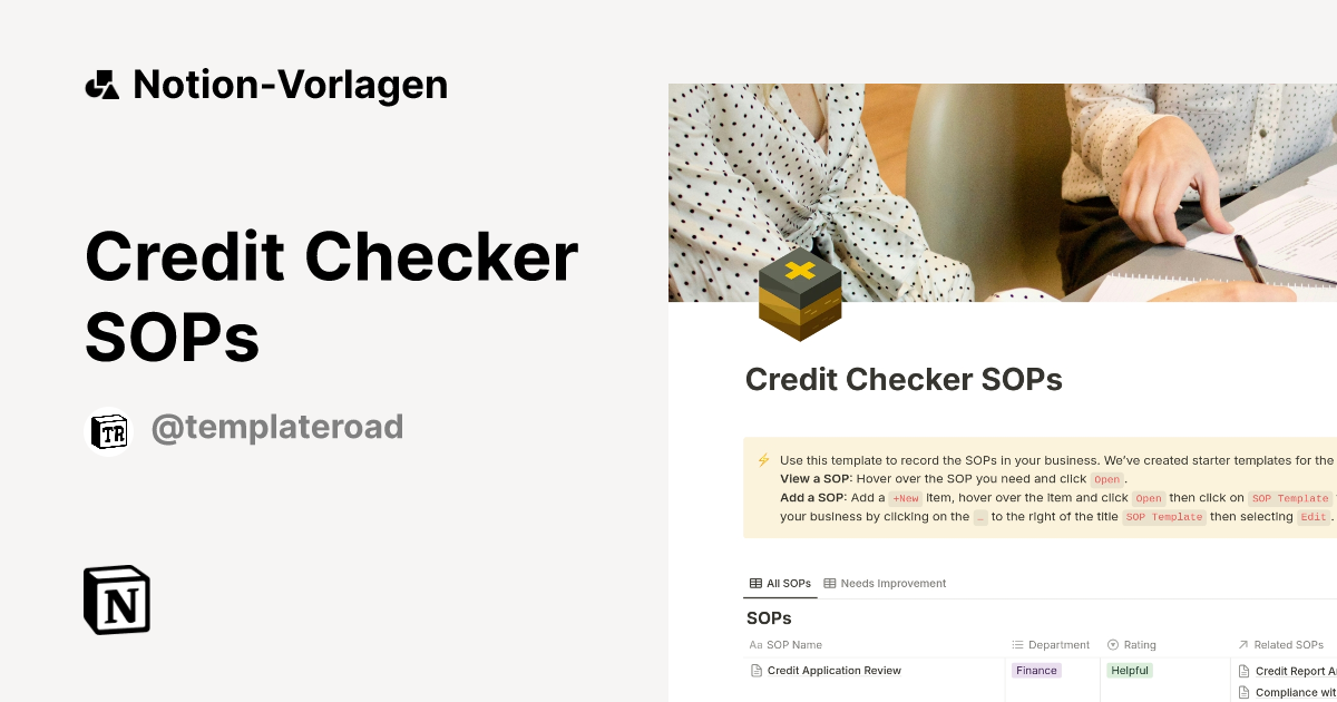 Credit Checker SOPs Vorlage | Notion-Marketplace