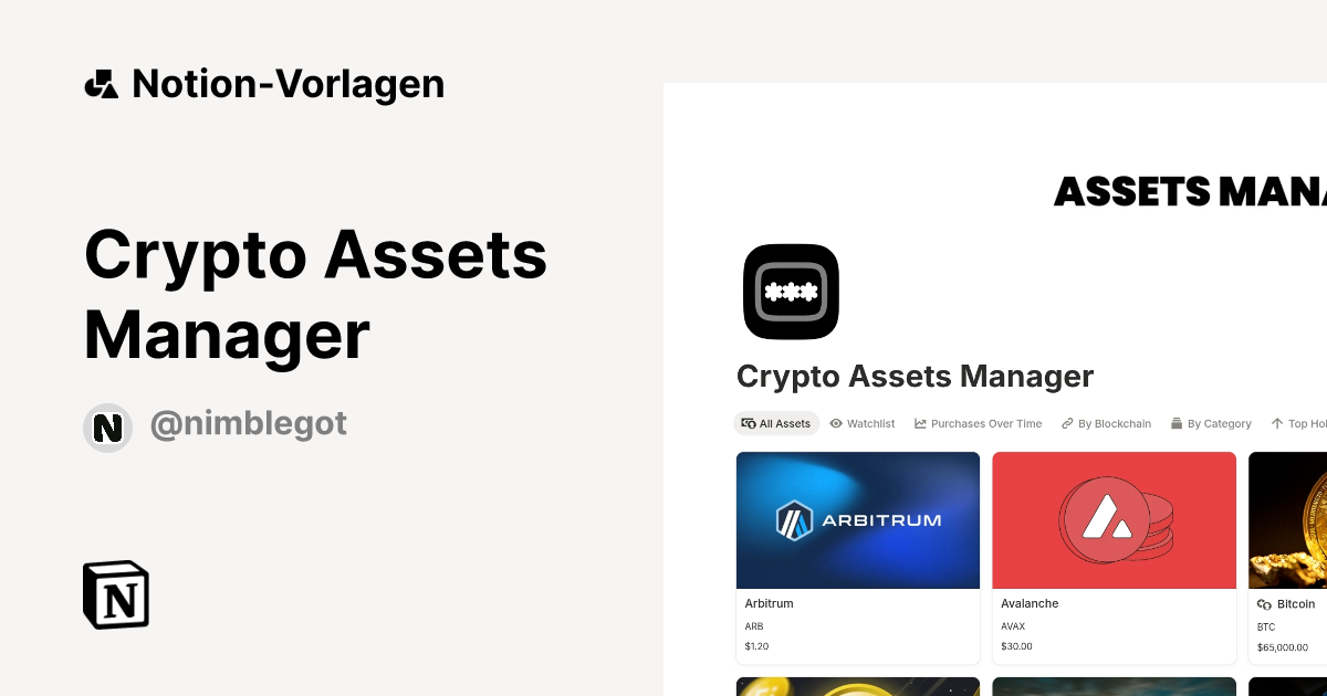Crypto Assets Manager Vorlage | Notion-Marketplace