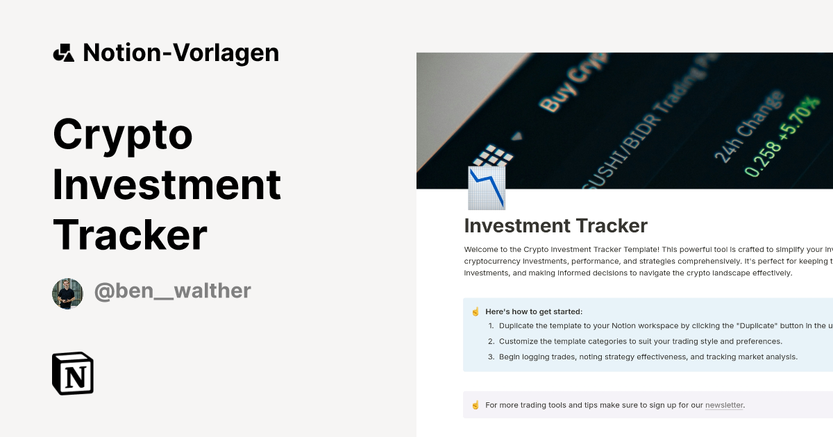 Crypto Investment Tracker Vorlage von Ben Walther | Notion-Marketplace