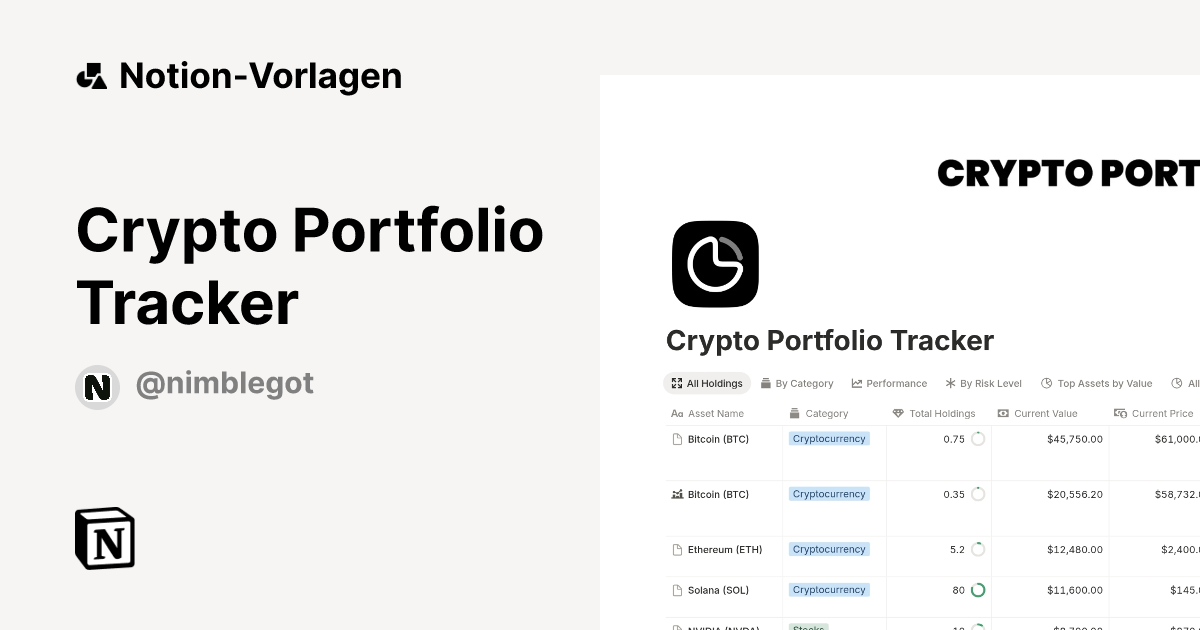 Crypto Portfolio Tracker Vorlage | Notion-Marketplace