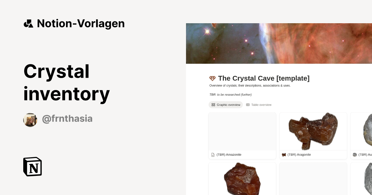 Gaia's Grimoire: CRYSTAL INVENTORY Vorlage von FRNTHASIA | Notion ...