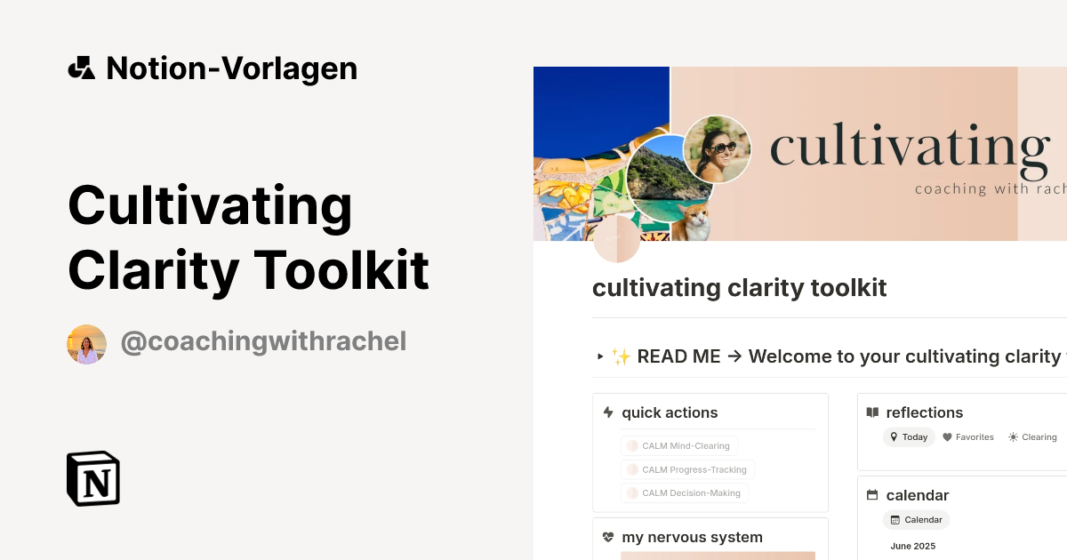 Cultivating Clarity Toolkit Vorlage | Notion-Marketplace
