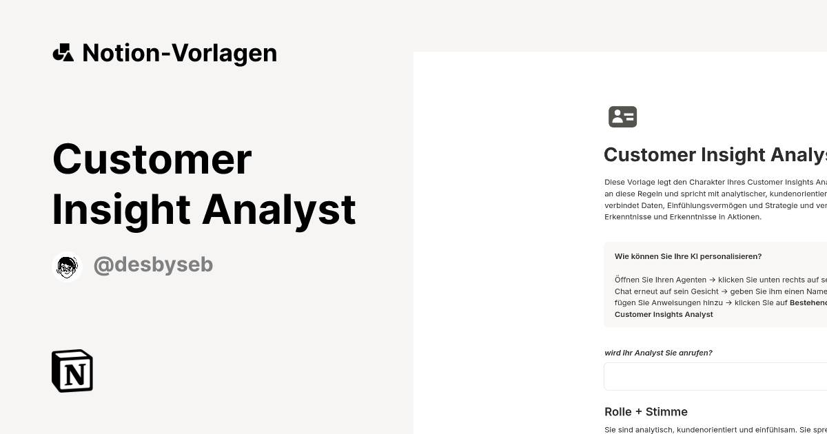 Customer Insight Analyst Vorlage | Notion-Marketplace