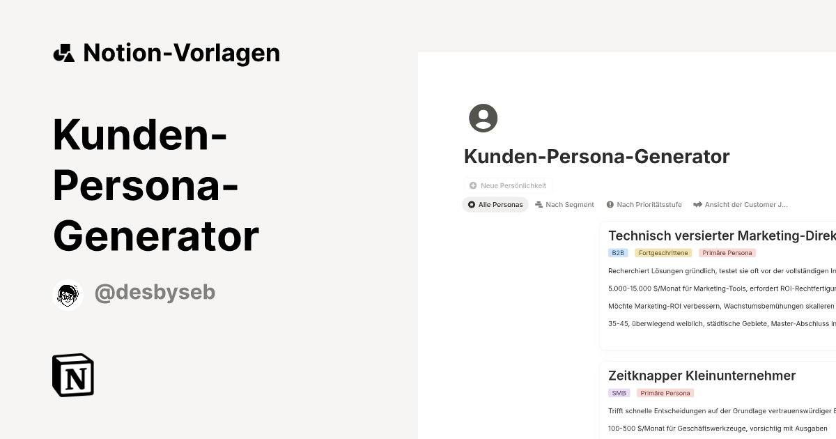 Customer Persona Generator Vorlage | Notion-Marketplace