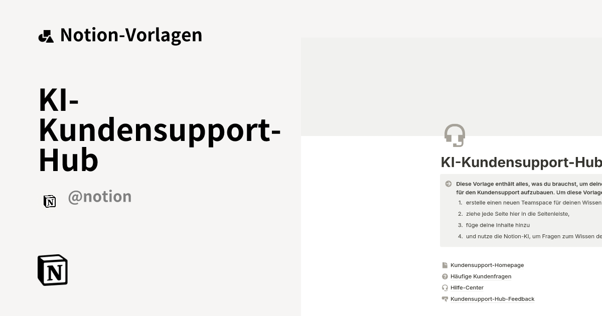 KI-Kundensupport-Hub Vorlage von Notion | Notion-Marketplace