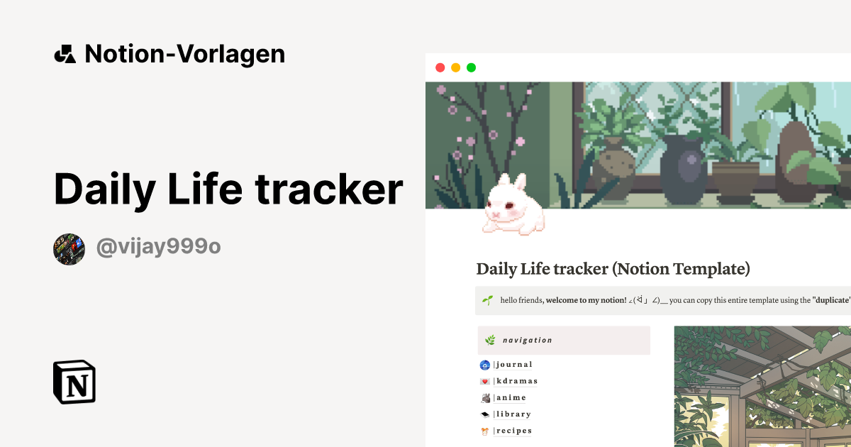 Daily Life tracker Vorlage | Notion-Marketplace