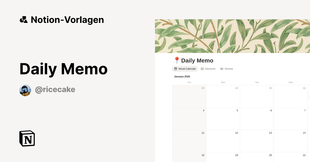 Daily Memo Vorlage | Notion-Marketplace