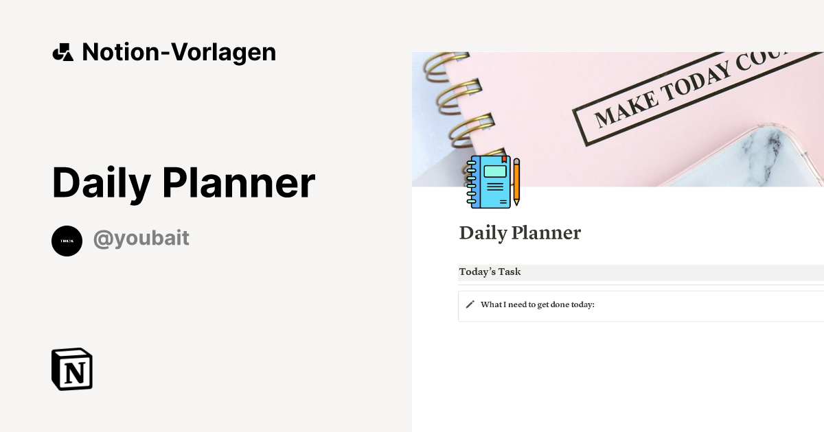 Daily Planner Vorlage | Notion-Marketplace
