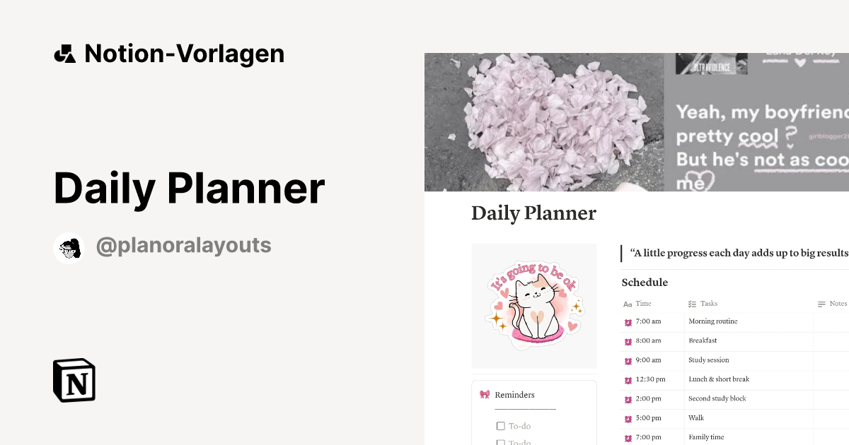 Daily Planner Vorlage | Notion-Marketplace
