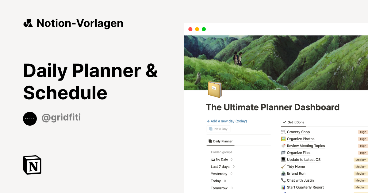 Daily Planner & Schedule Vorlage | Notion-Marketplace