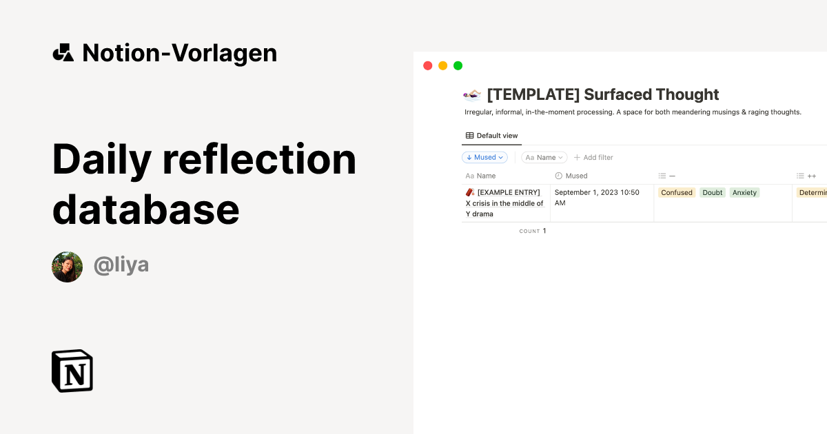 Daily reflection database Vorlage | Notion-Marketplace