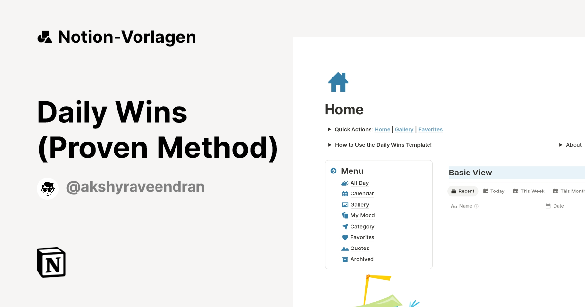 Daily Wins (Proven Method) Vorlage von Akshay Raveendran | Notion ...