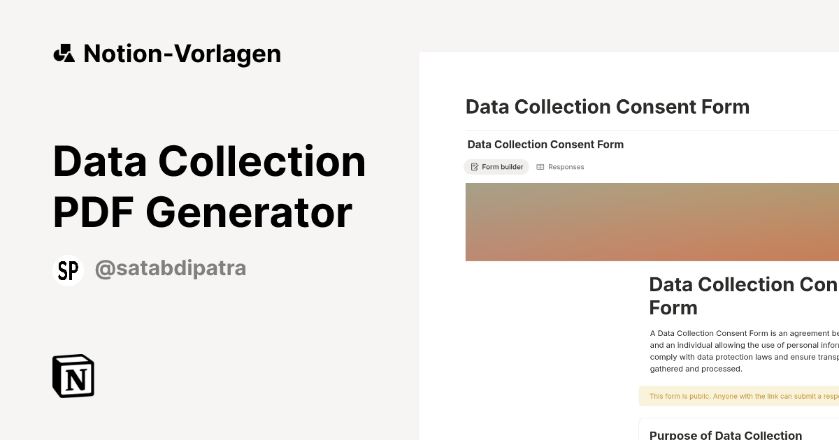 Data Collection PDF Generator Vorlage von Satabdi Patra | Notion ...