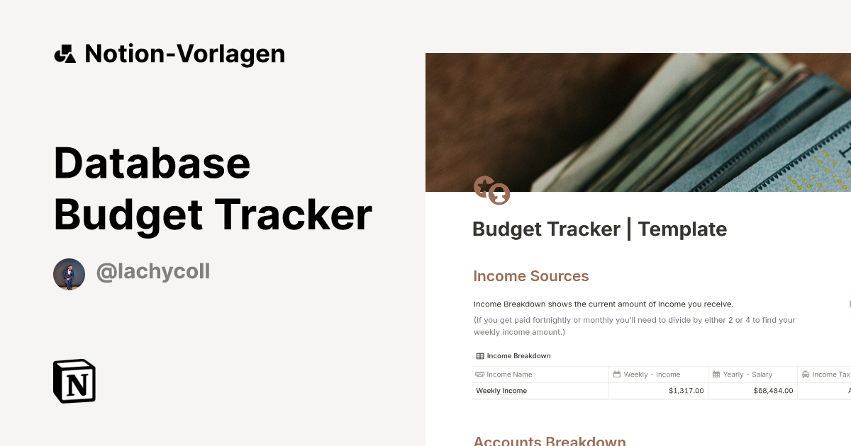 Database Budget Tracker Vorlage | Notion-Marketplace