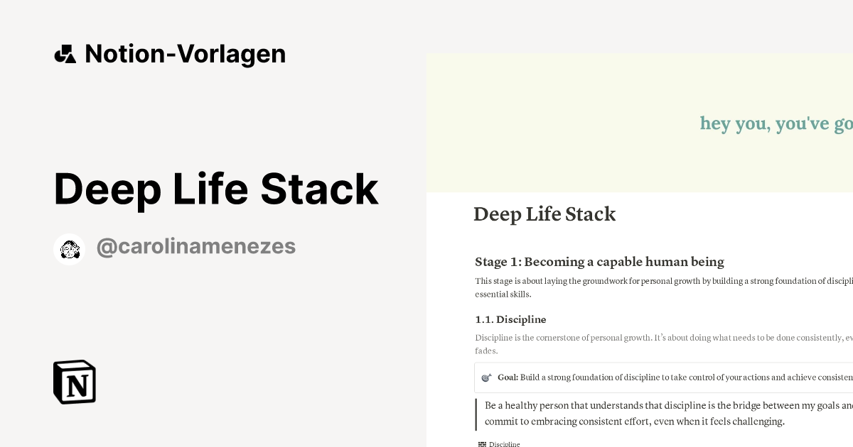 Deep Life Stack Vorlage | Notion-Marketplace