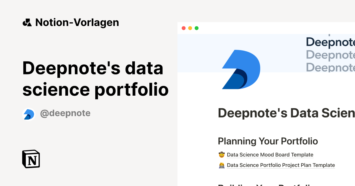 Deepnote's data science portfolio Vorlage | Notion-Marketplace