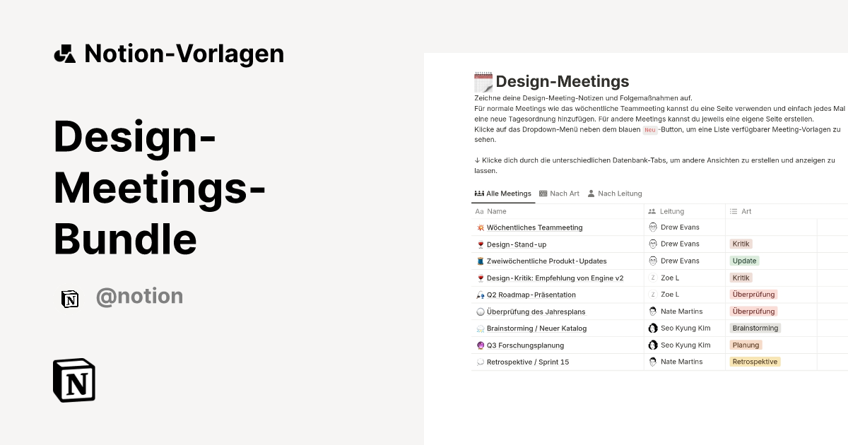 Design-Meetings-Bundle 2026 Vorlage | Notion-Marketplace