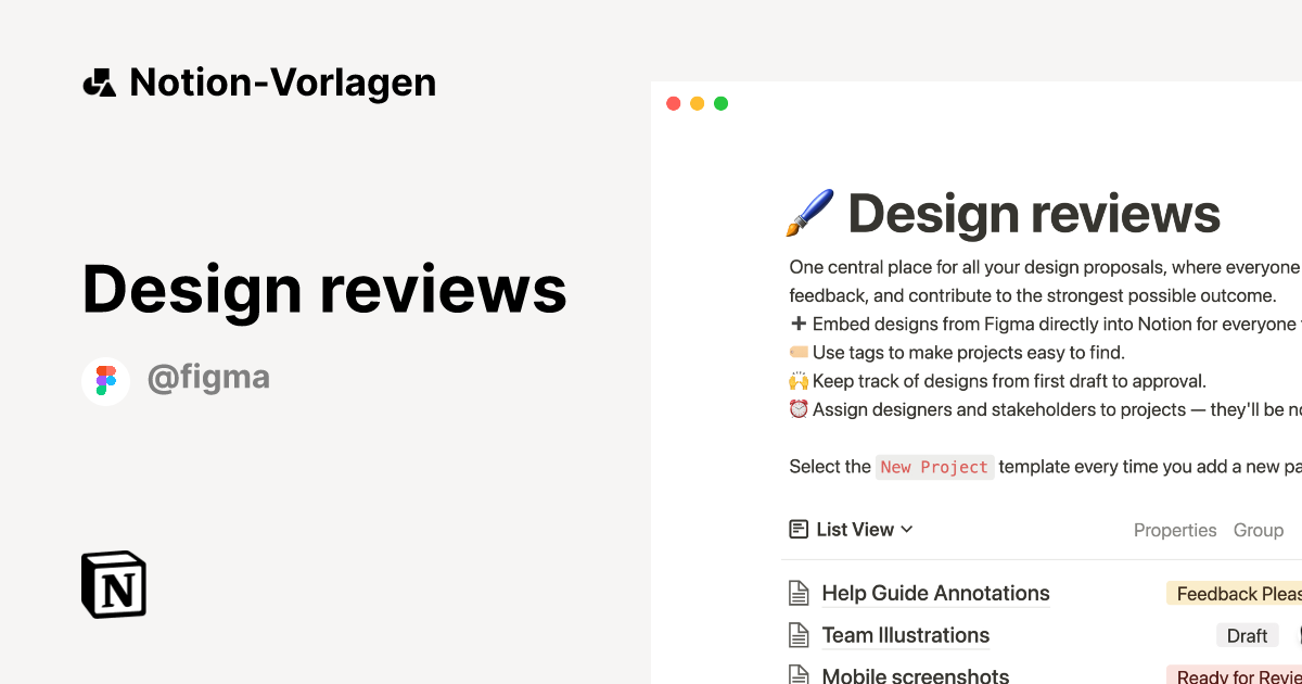 Design reviews Vorlage von Figma | Notion-Marketplace