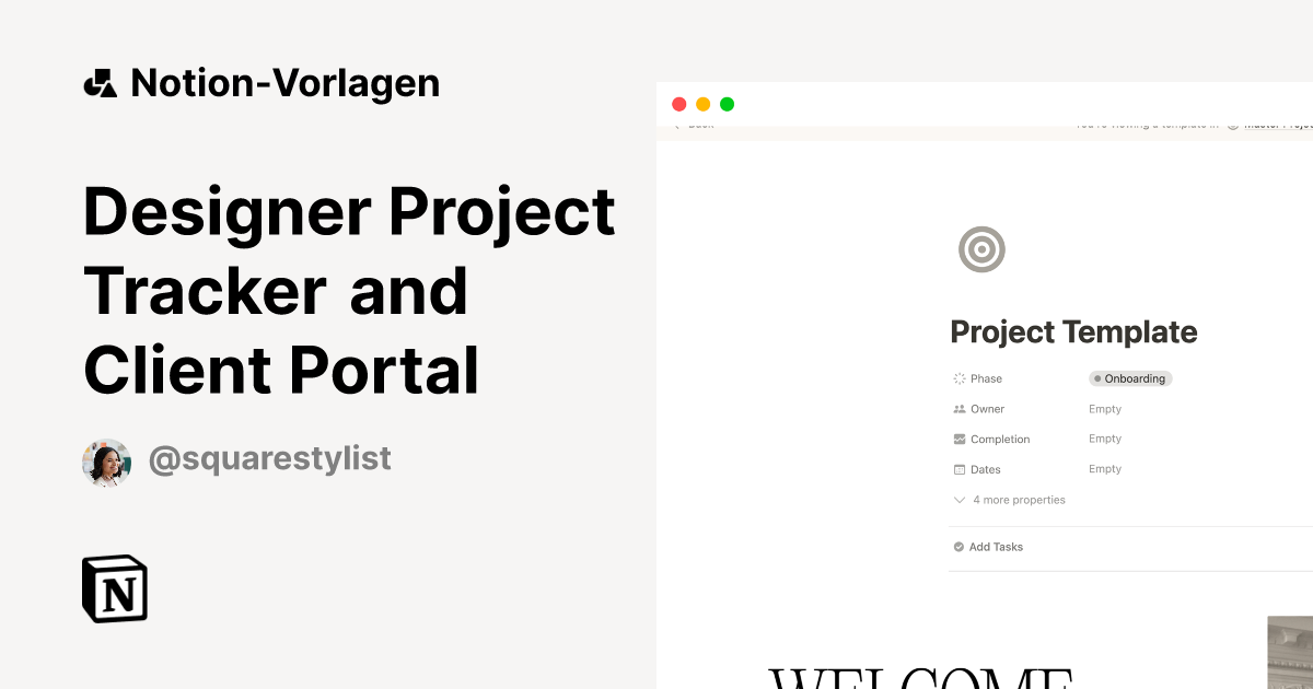 Designer Project Tracker and Client Portal Vorlage | Notion-Marketplace