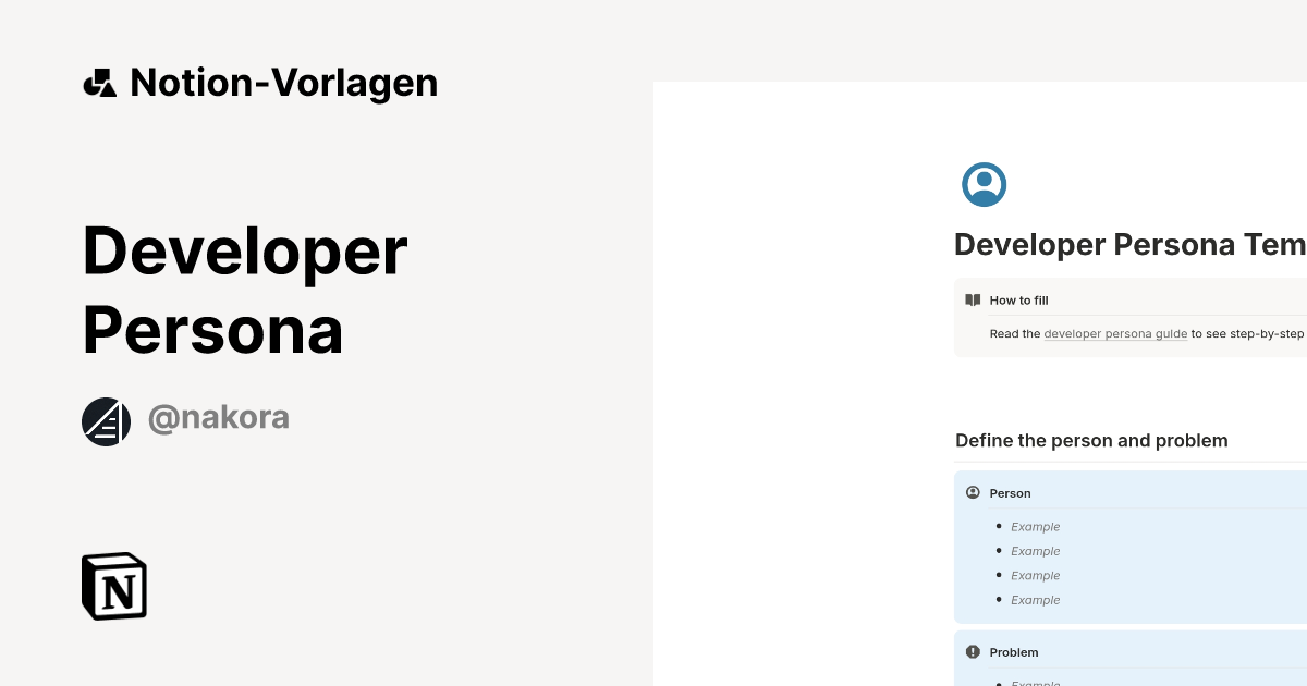 Developer Persona Vorlage | Notion-Marketplace