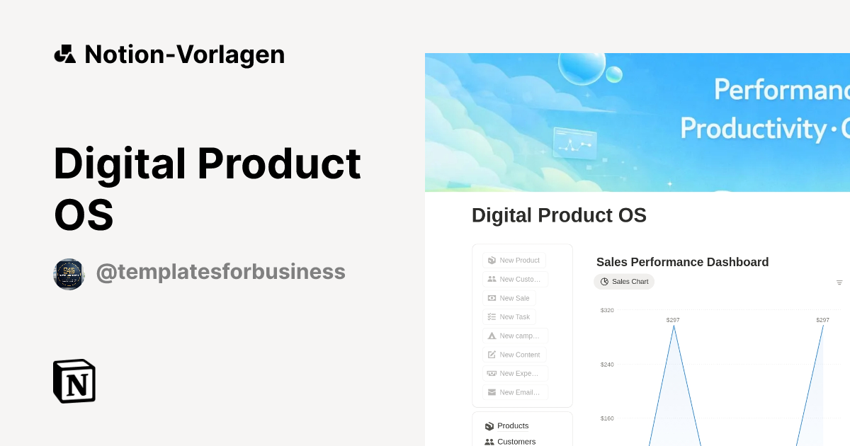 Digital Product OS Vorlage von Templates for business | Notion-Marketplace
