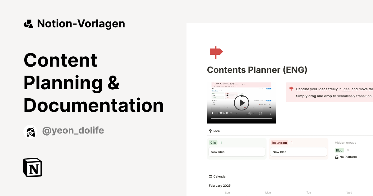 Content Planning & Documentation Vorlage | Notion-Marketplace