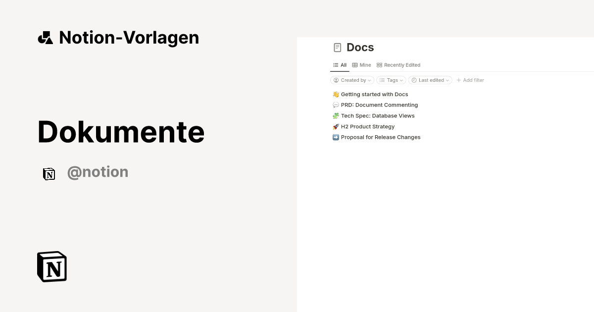 Dokumente 2025 Vorlage | Notion-Marketplace