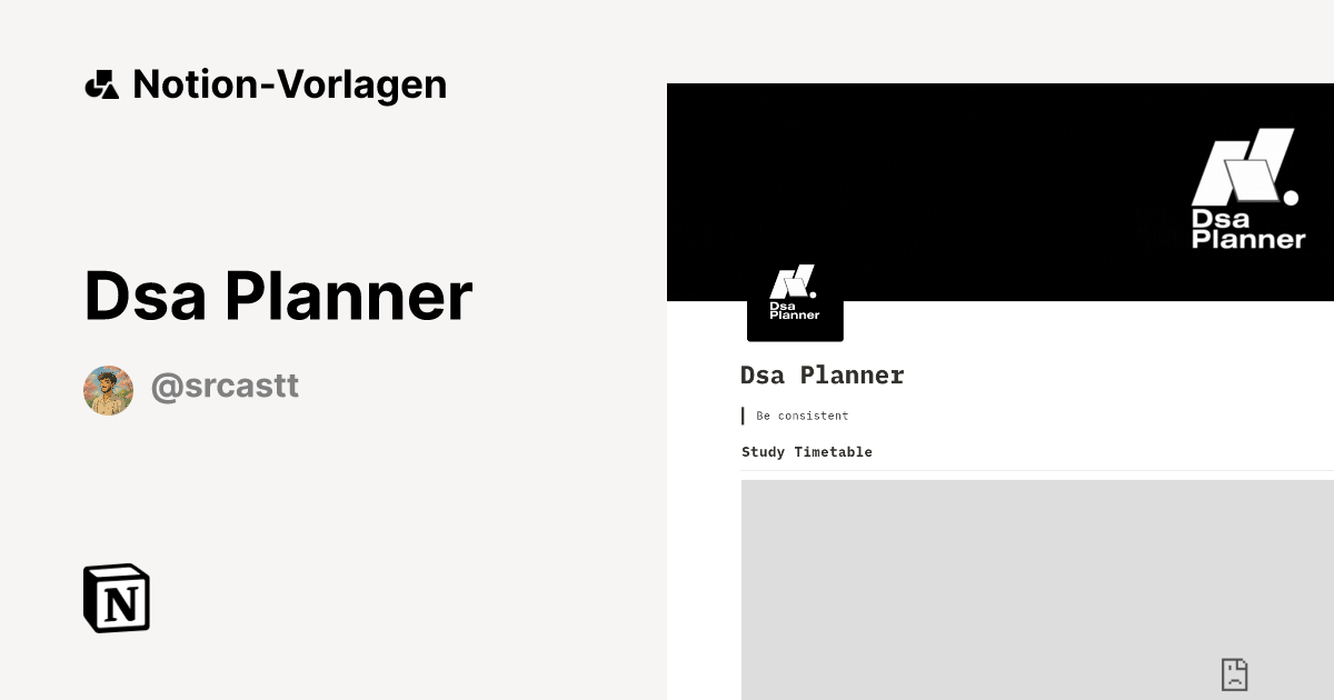 Dsa Planner Vorlage | Notion-Marketplace