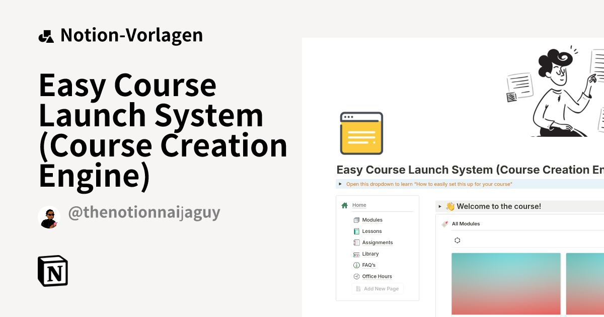 Easy Course Launch System (Course Creation Engine) Vorlage von The NotionNaija Guy | Notion ...