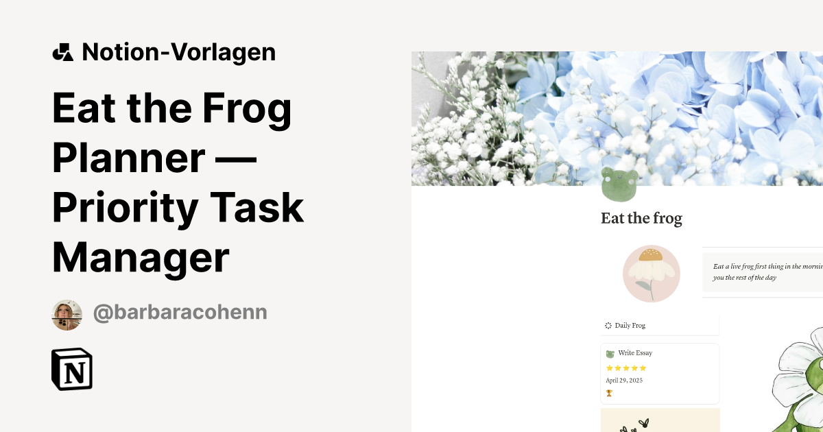 eat the frog Vorlage von Bárbara cohen | Notion-Marketplace