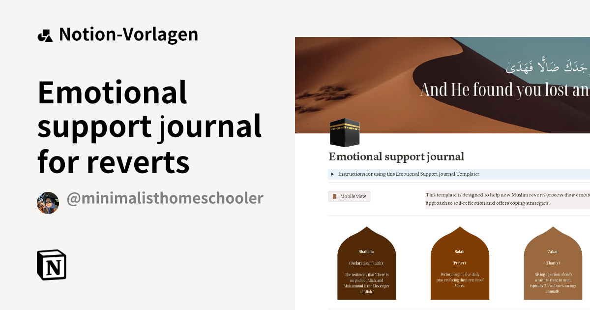 Emotional support journal for reverts Vorlage von Minimalist ...