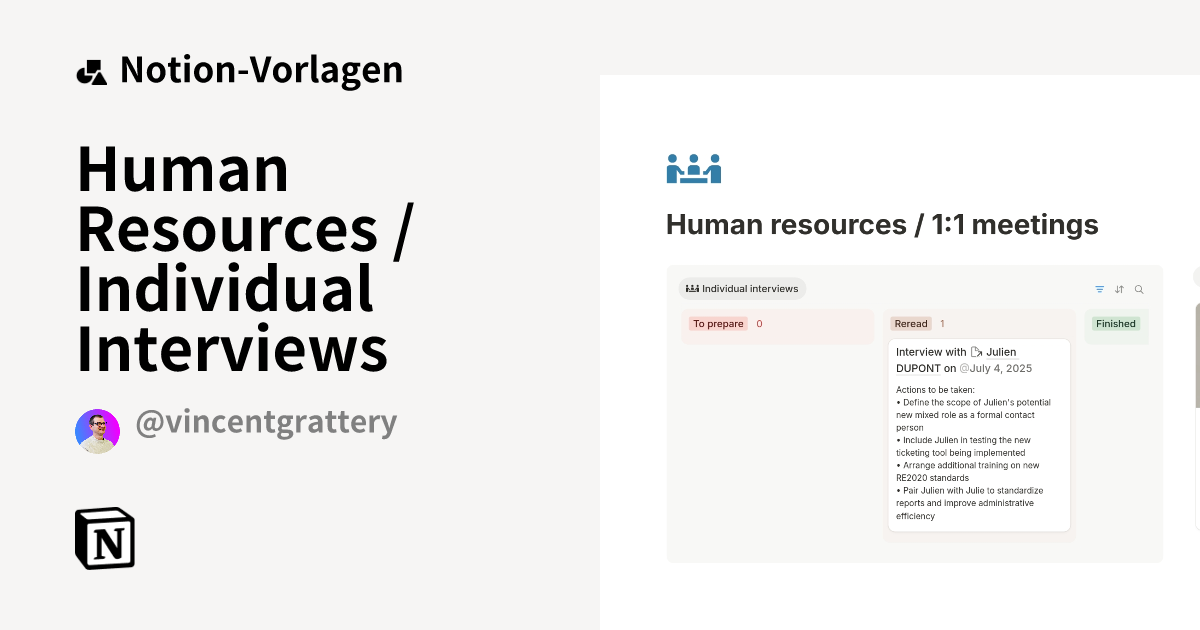 Human Resources / Individual Interviews Vorlage | Notion-Marketplace