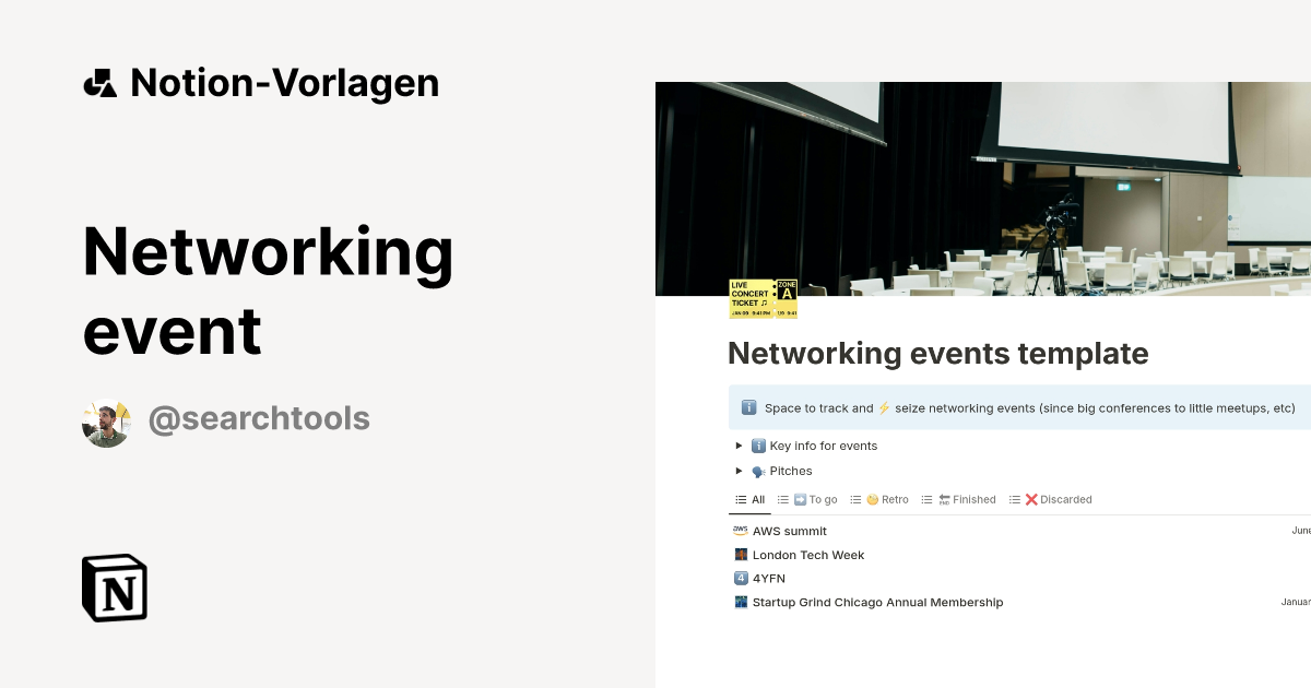 Networking event Vorlage | Notion-Marketplace