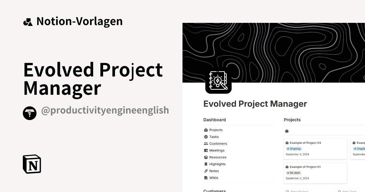 Evolved Project Manager Vorlage von Productivity Engine | Notion-Marketplace