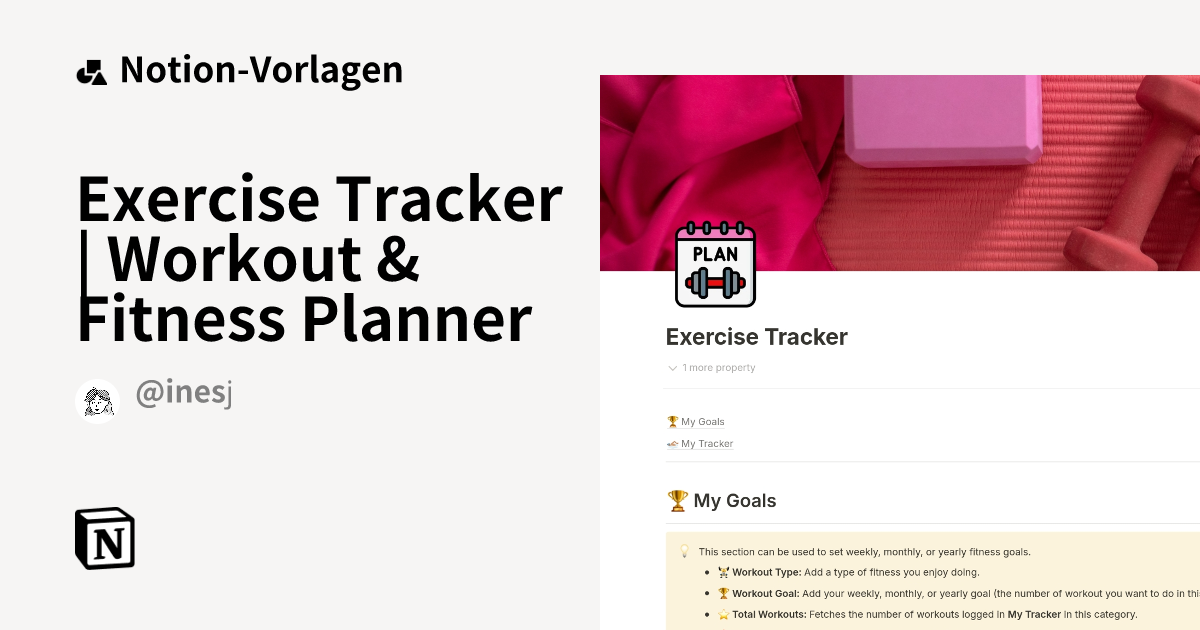 Exercise Tracker | Workout & Fitness Planner Vorlage von Ines J. | Notion-Marketplace