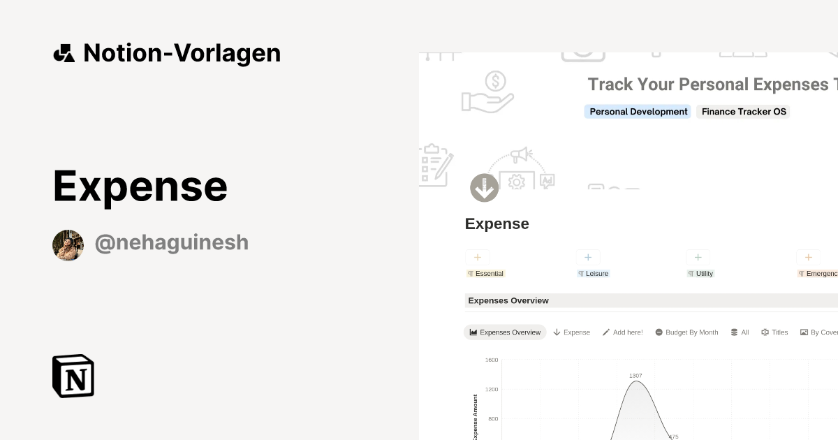 Expense Tracker Vorlage von Neha Guinesh | Notion-Marketplace