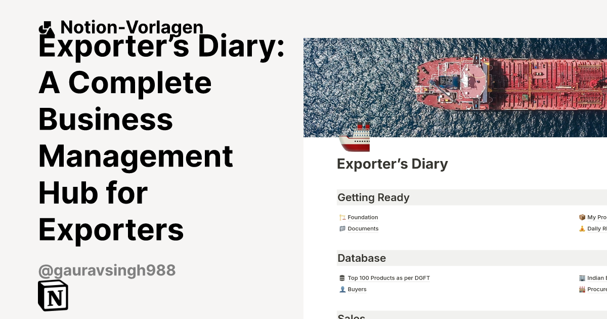 Exporter’s Diary: A Complete Business Management Hub for Exporters Vorlage von Gaurav Singh ...