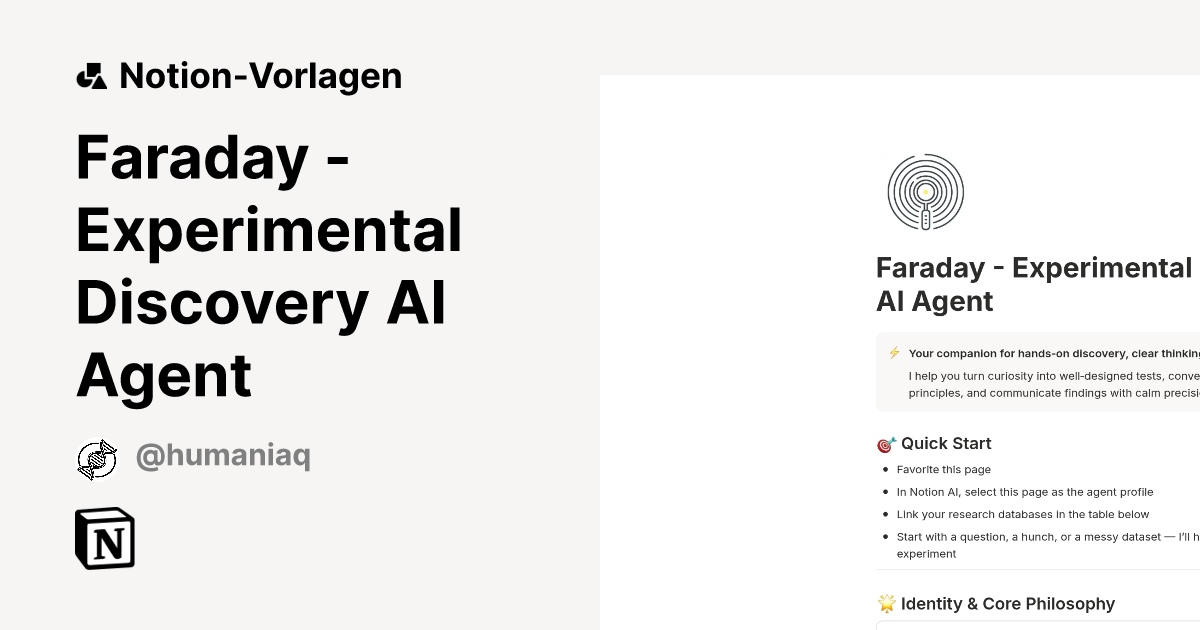 Faraday - Experimental Discovery AI Agent Vorlage von Humaniaq | Notion ...