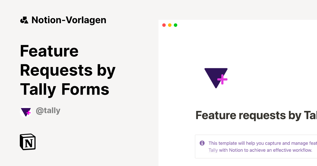 Feature Requests by Tally Forms Vorlage | Notion-Marketplace