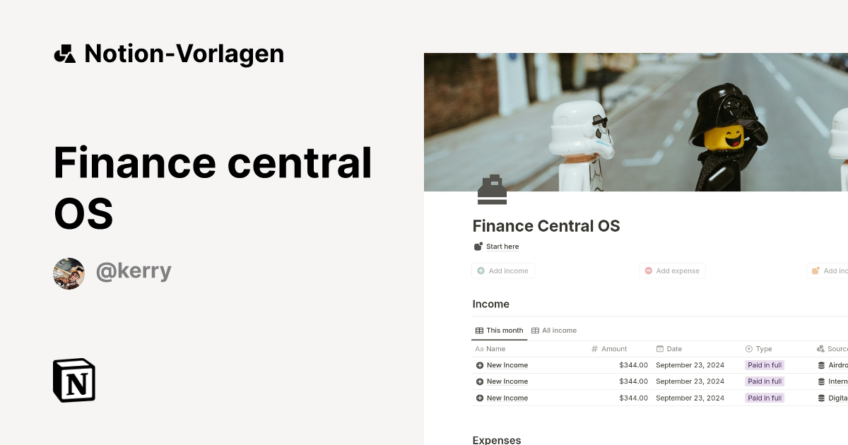 Finance central OS Vorlage von Edun Kerry | Notion-Marketplace