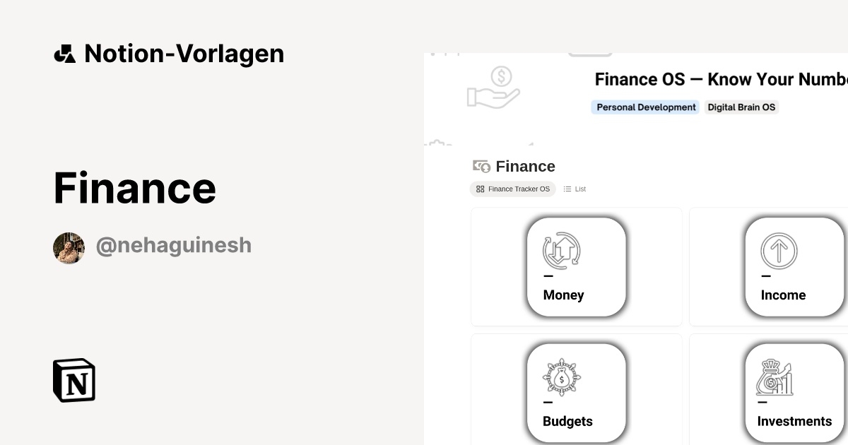 Finance Tracker Vorlage | Notion-Marketplace
