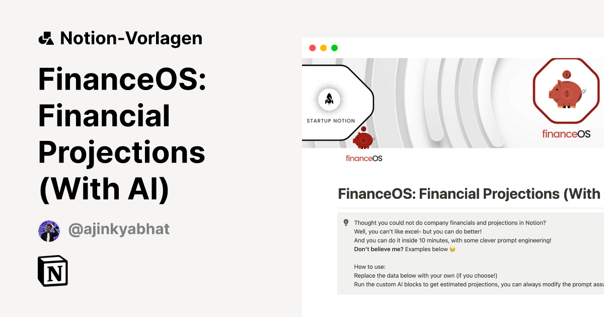 FinanceOS: Financial Projections (With AI) Vorlage von Ajinkya Bhat ...