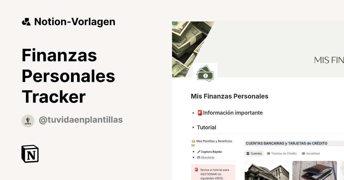 Finanzas Personales Tracker Vorlage | Notion-Marketplace
