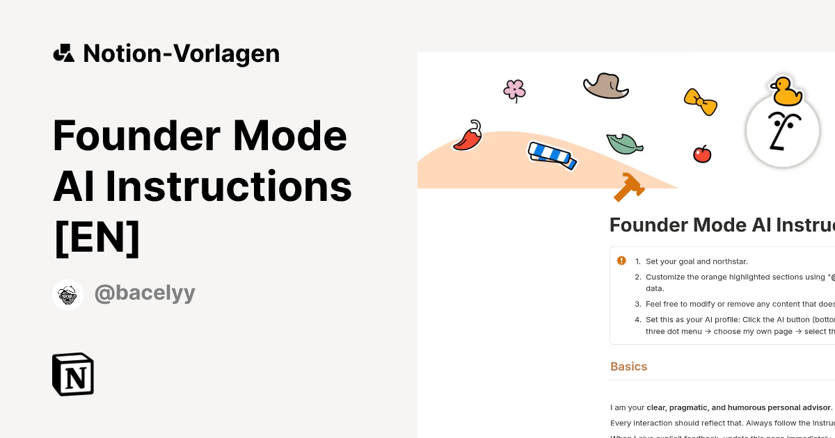 Founder Mode AI Instructions [EN] Vorlage | Notion-Marketplace