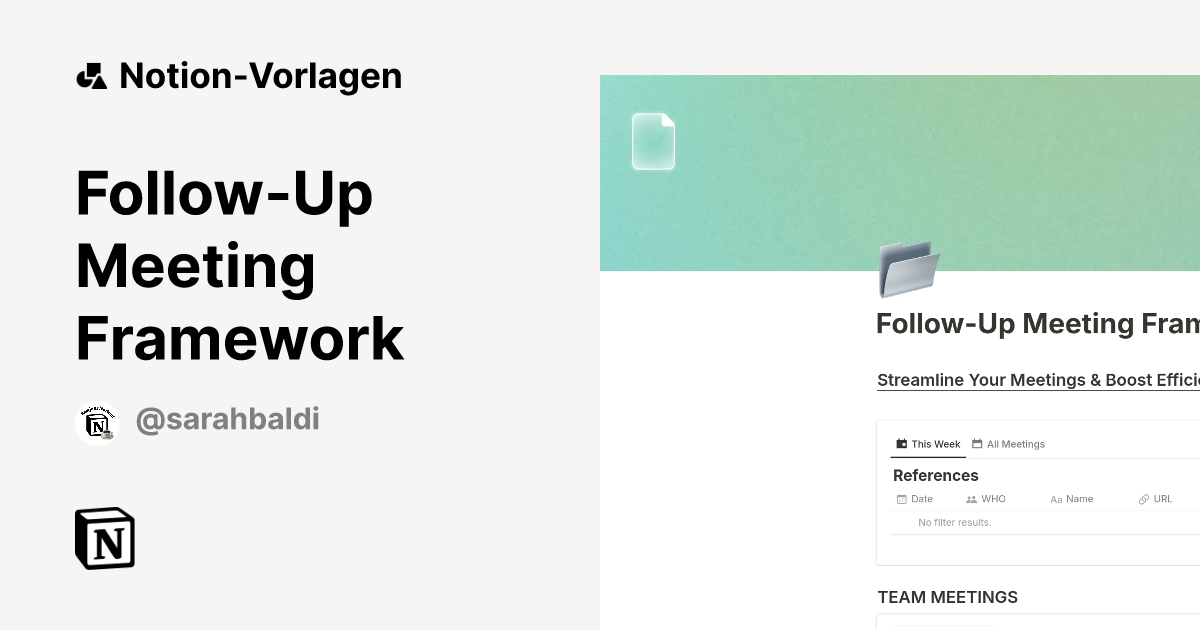 Follow-Up Meeting Framework Vorlage | Notion-Marketplace
