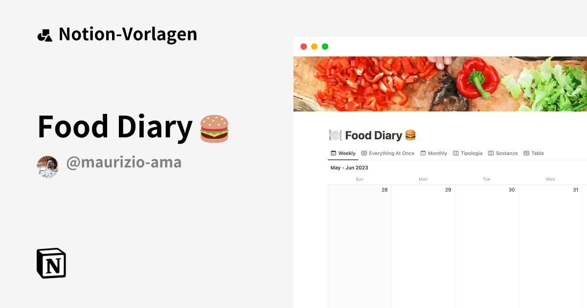 Food Diary 🍔 Vorlage | Notion-Marketplace