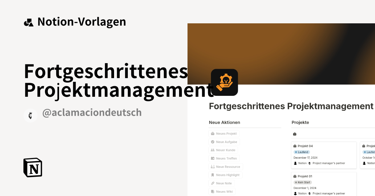 Fortgeschrittenes Projektmanagement Vorlage von Aclamación | Notion ...