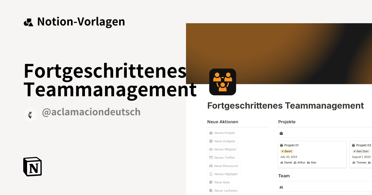 Fortgeschrittenes Teammanagement Vorlage | Notion-Marketplace